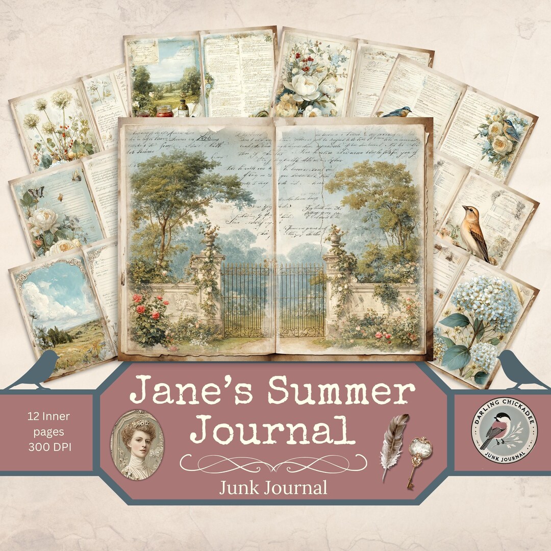 Jane’s Summer Journal Pages | Jane Austen Inspired Junk Journal Kit ...
