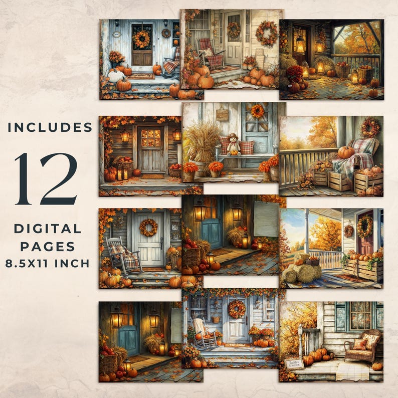 Nostalgic Fall Porches Junk Journal Kit | Cozy Autumn Scrapbooking ...