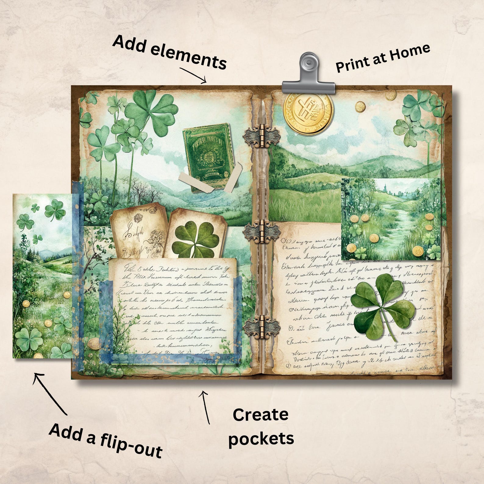 Vintage Irish Magic Junk Journal Kit | Printable St. Patrick’s Day ...