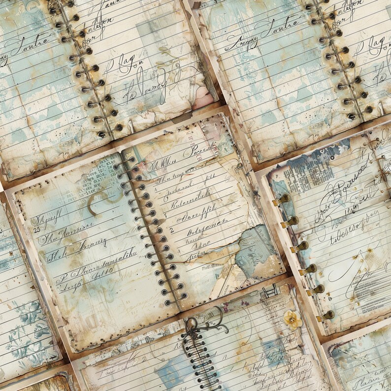 Vintage Notebook Pages Junk Journal | Neutral Lined Junk Journal ...
