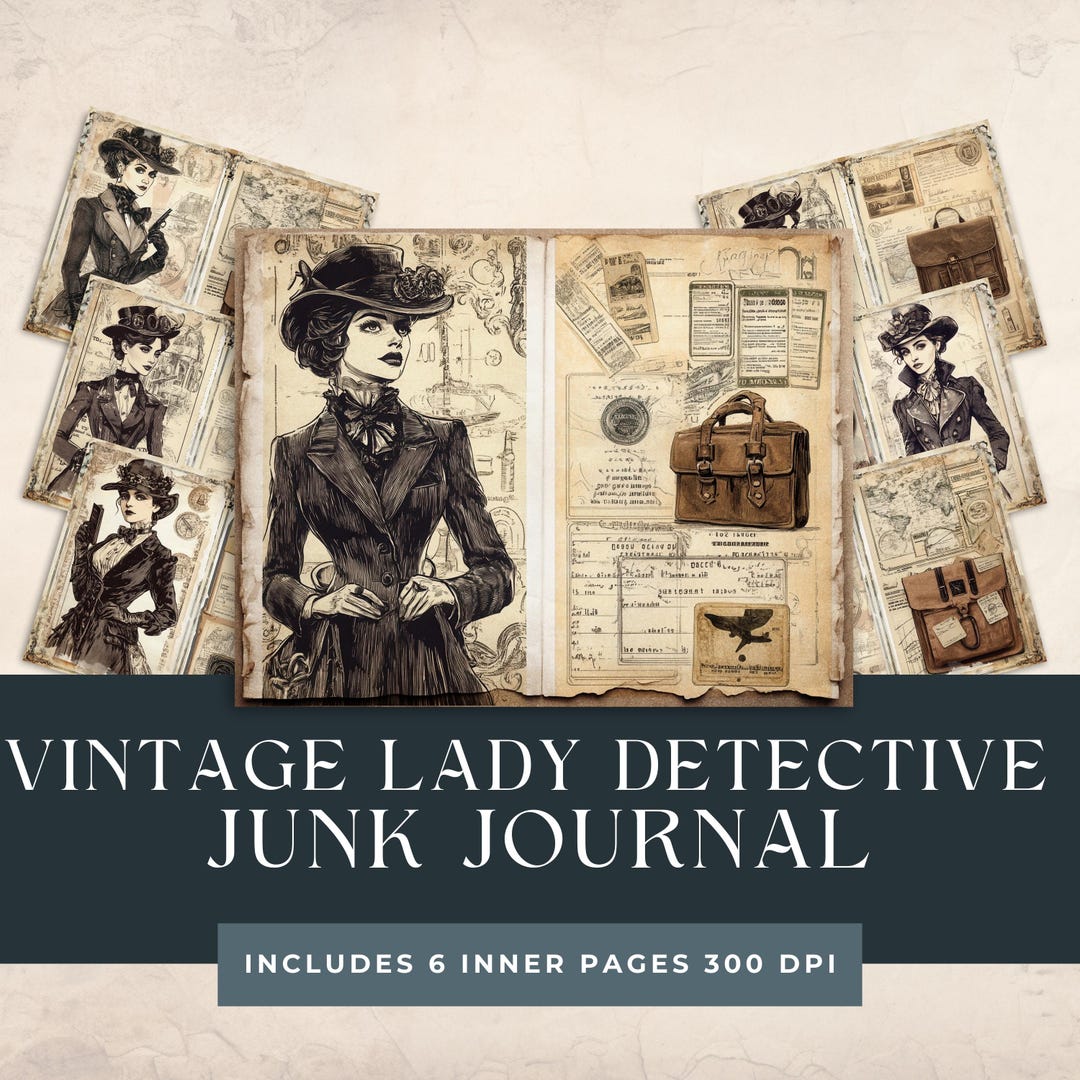 Lady Detective Vintage Junk Journal Kit | Vintage Detective Files ...