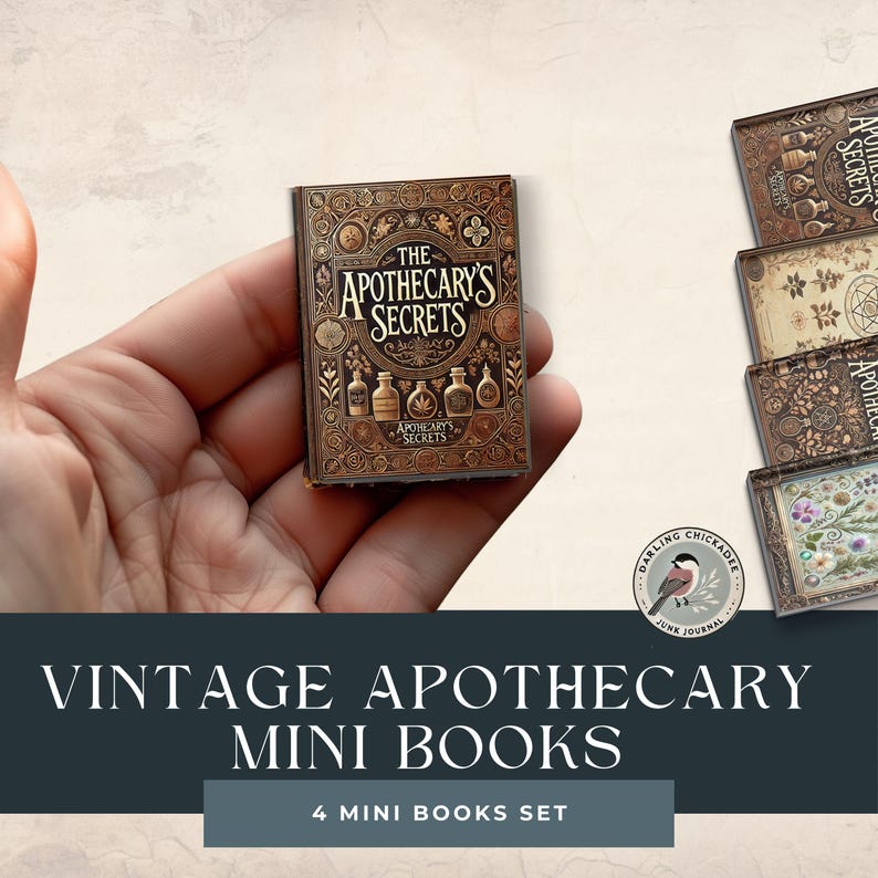 Vintage Apothecary Mini Books Printable Kit | Vintage Mini Books for ...