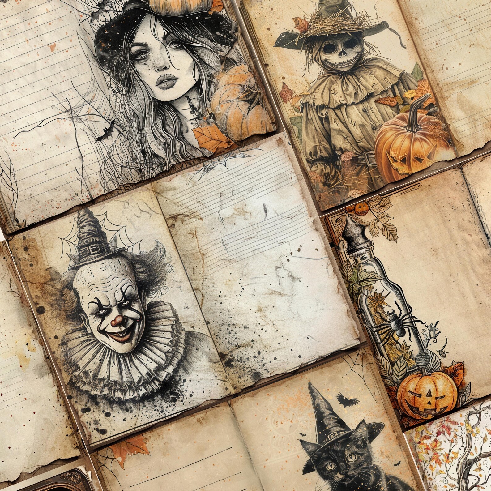 Halloween Diaries Junk Journal Pages | Spooky Printables | Holiday ...