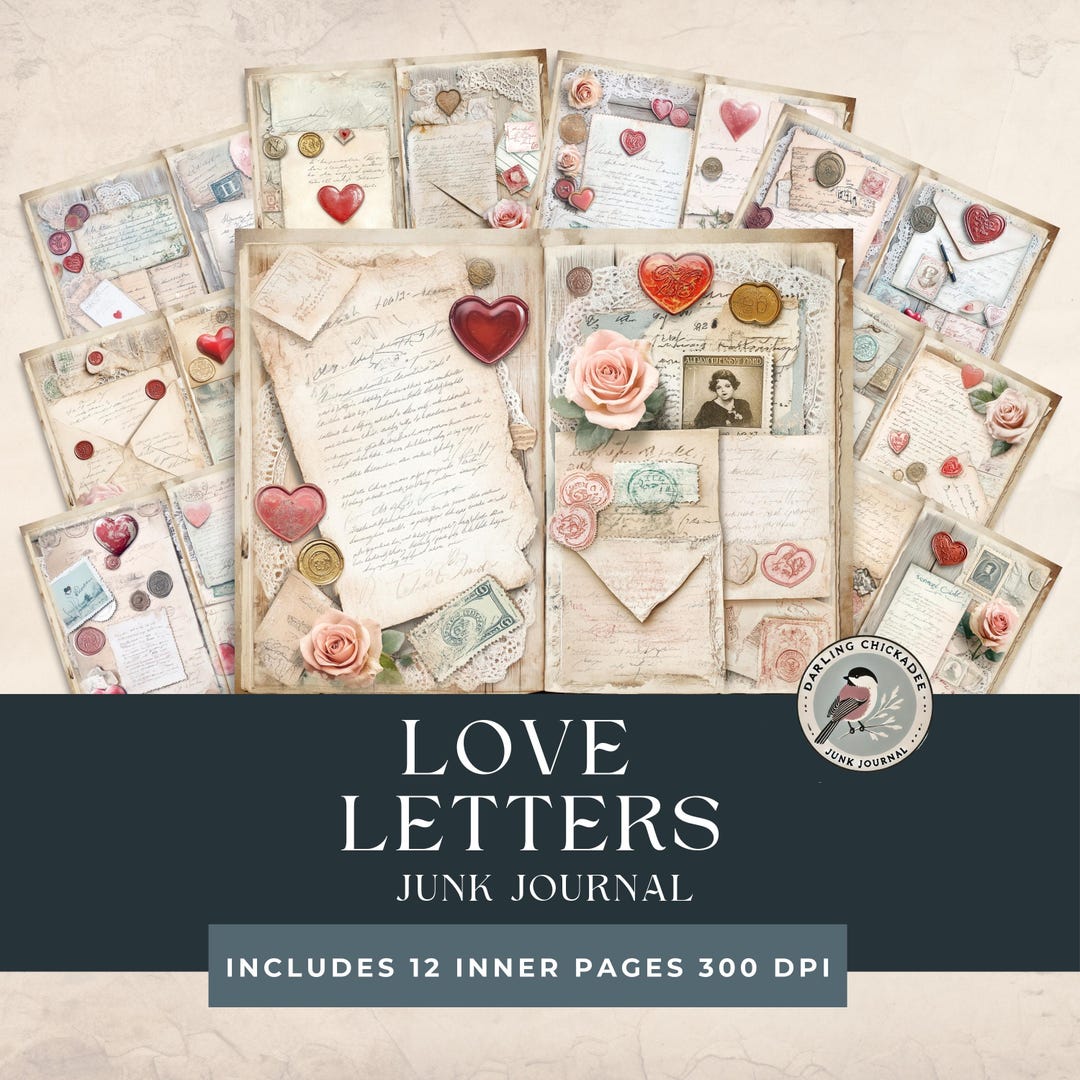 Love Letters Junk Journal Pages | Victorian Valentines Junk Journal ...