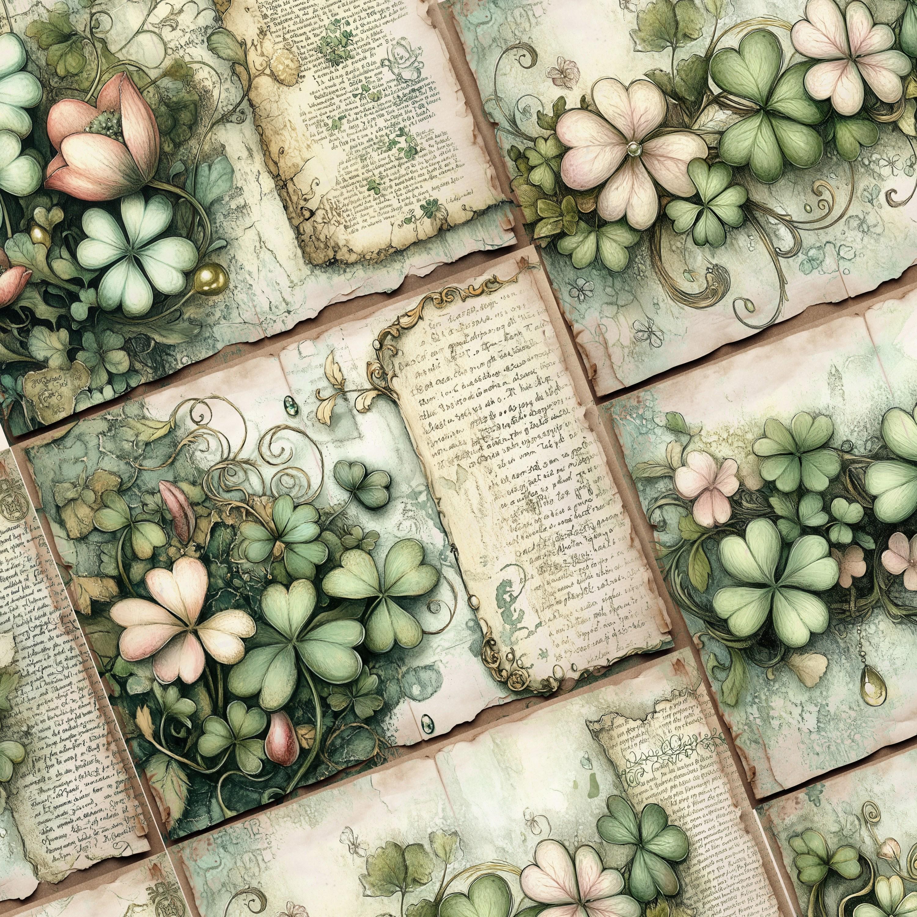Shabby Chic Shamrock Junk Journal Pages | St Patrick's Day Junk Journal ...