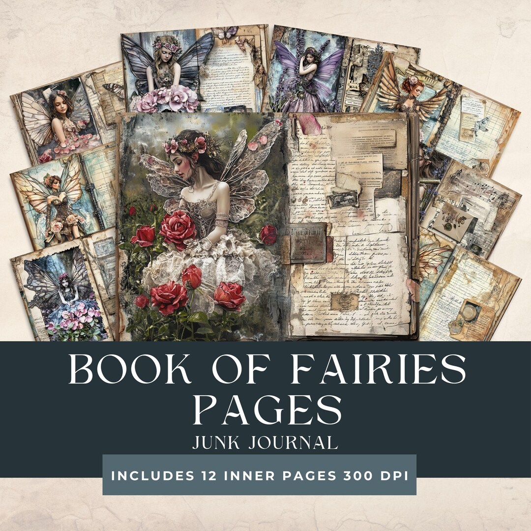 Book of Fairies Junk Journal Pages | Fantasy Journal Pages | Enchanted ...