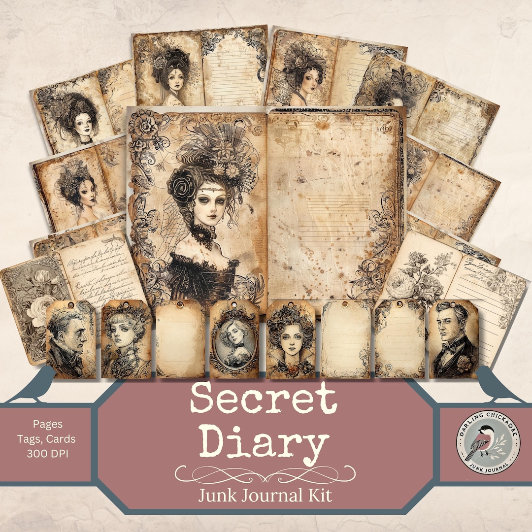Secret Diary Junk Journal Kit | Gothic Victorian Printable Pages, Tags ...