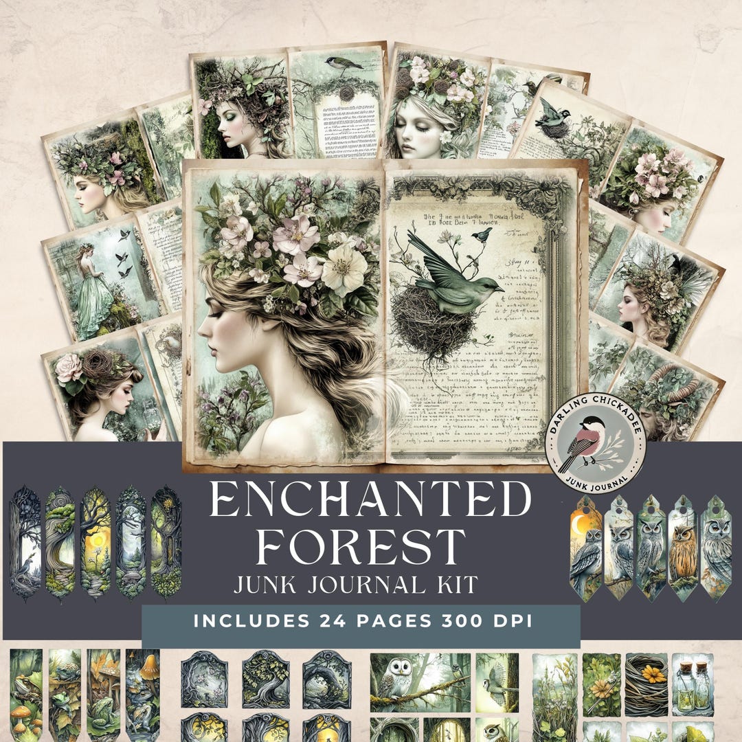 Enchanted Forest Junk Journal Kit | Whimsical Woodland Pages ...