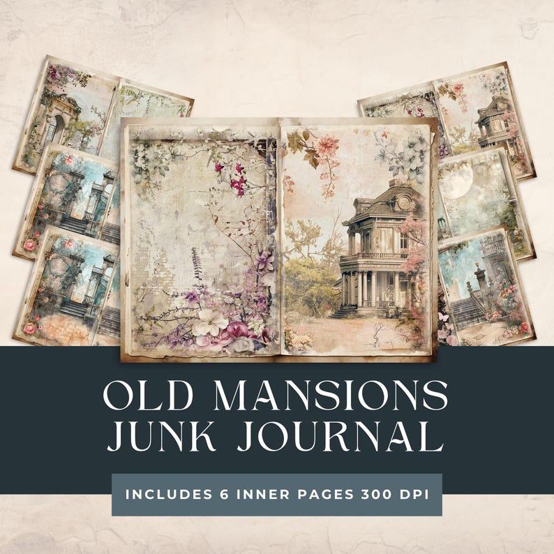 Vintage Mansions Junk Journal Victorian House Printable Pages Victorian ...