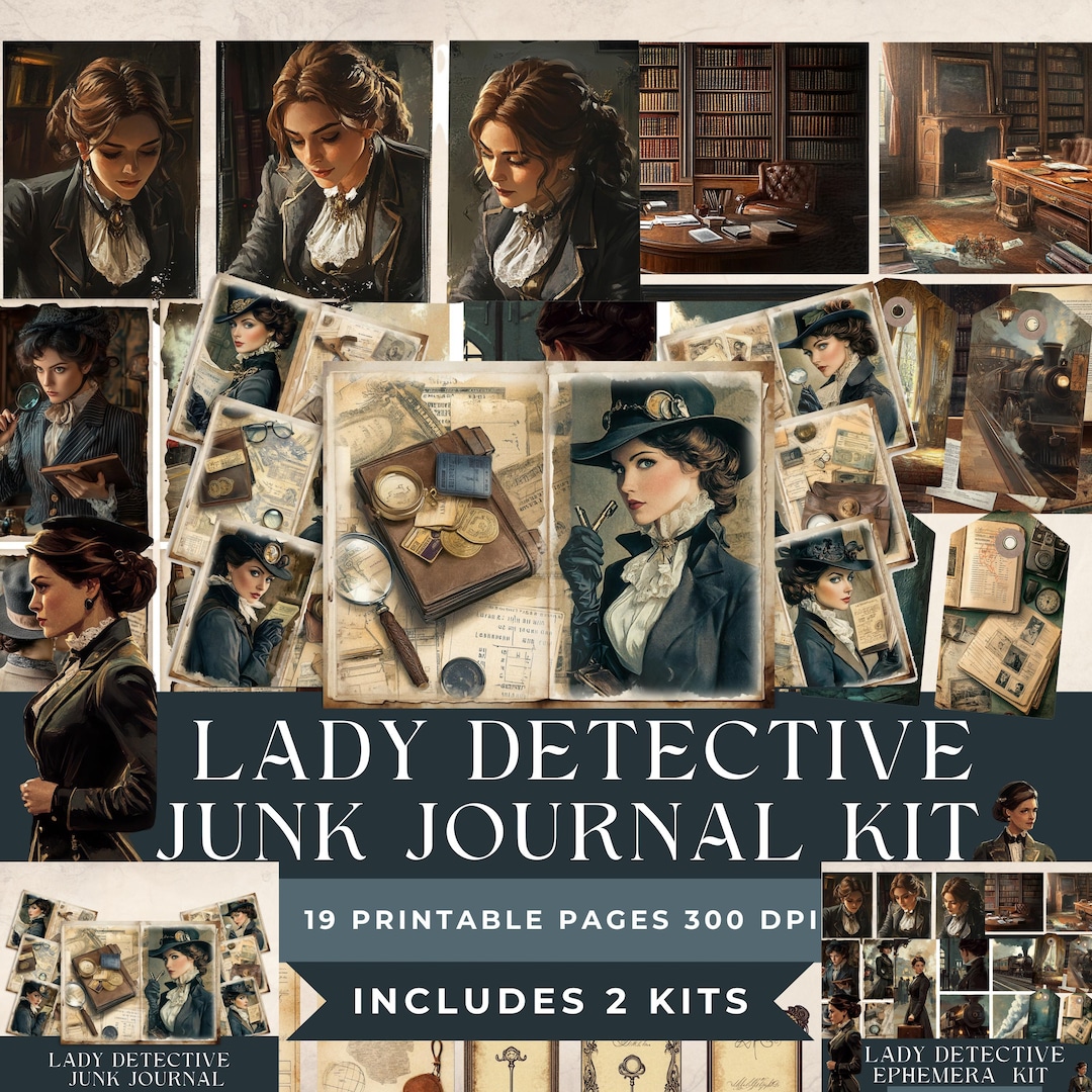 Lady Detective Junk Journal Bundle | Detective Diaries Ephemera | Crime ...
