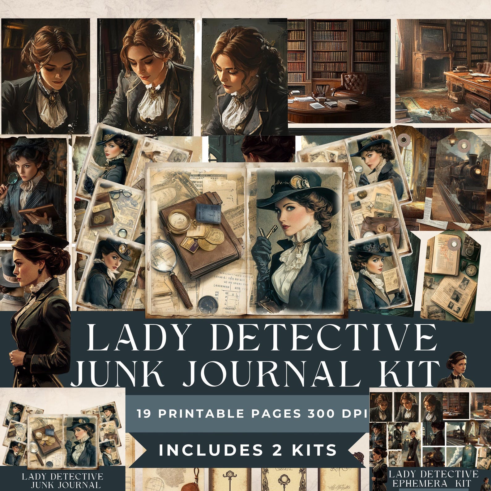 Lady Detective Junk Journal Bundle | Detective Diaries Ephemera | Crime ...