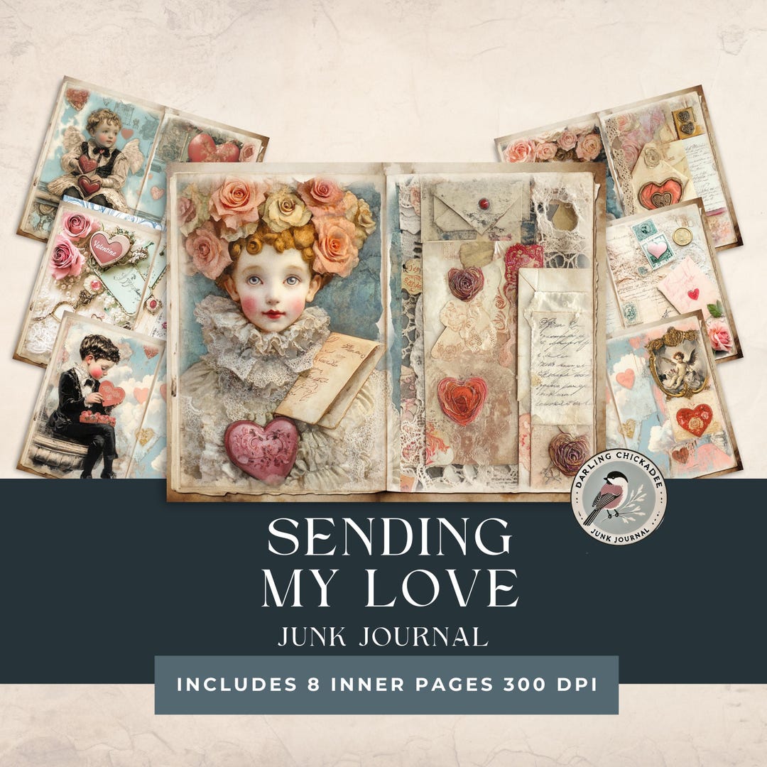Love Valentine Junk Journal Pages | Victorian Valentines Hearts ...