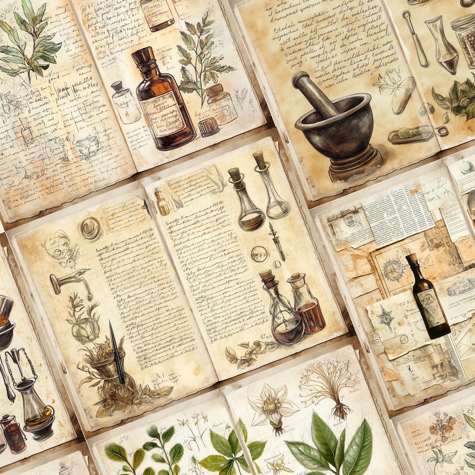 Victorian Apothecary Notes Junk Journal Kit | Herbal Vintage Ephemera ...