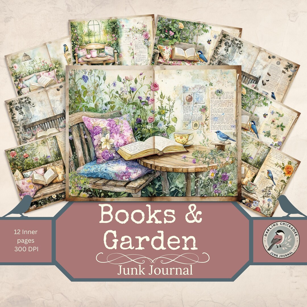 Book Lover’s Garden Junk Journal | Printable Cottagecore Reading Corner ...