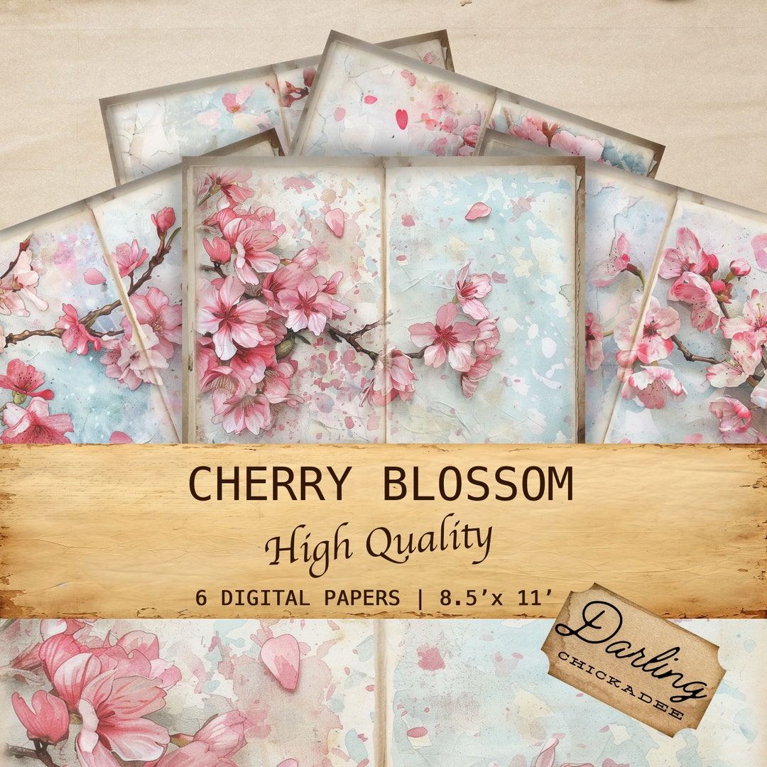 Junk Journal Printable, Cherry Blossom, Sakura Journal Pages, Neutral ...