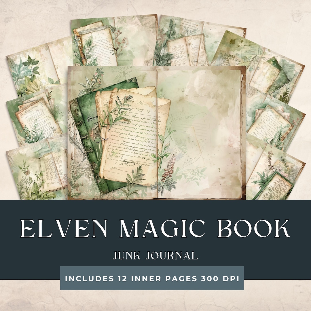 Elven Book Junk Journal Pages | Elven Magic Book Pages | Medieval Elves ...