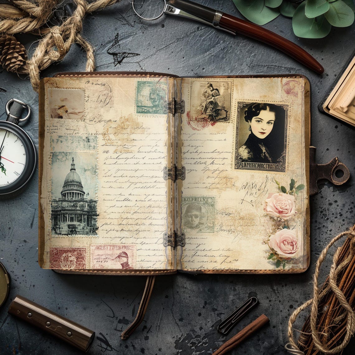 Forgotten Diary – Vintage Printable Junk Journal Kit With Portraits ...
