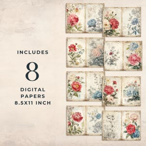Antique Botanical Junk Journal Pages | Printable Vintage Floral Kit ...