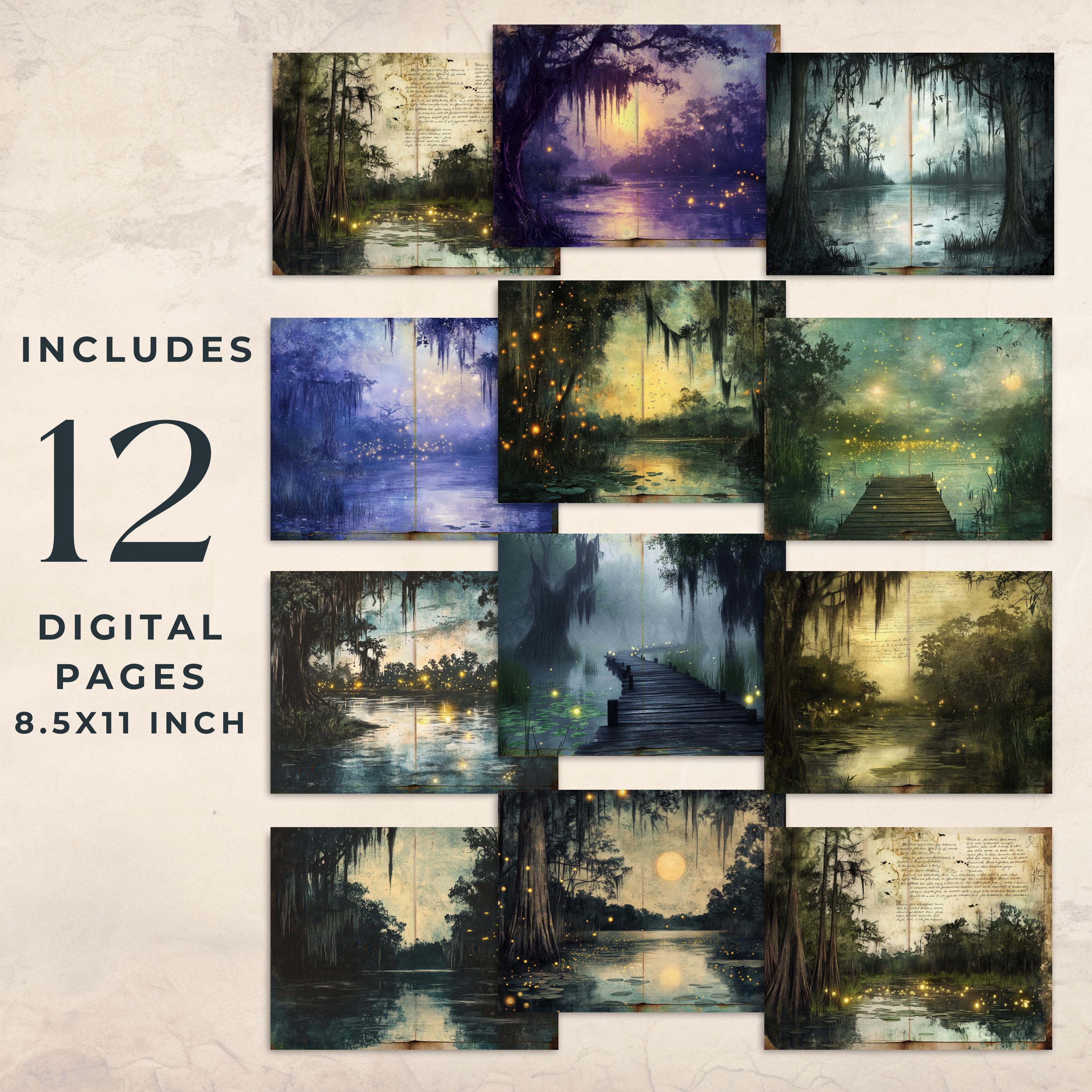 Firefly Swamp Junk Journal | Printable Dusk Firefly Pond | Beautiful ...