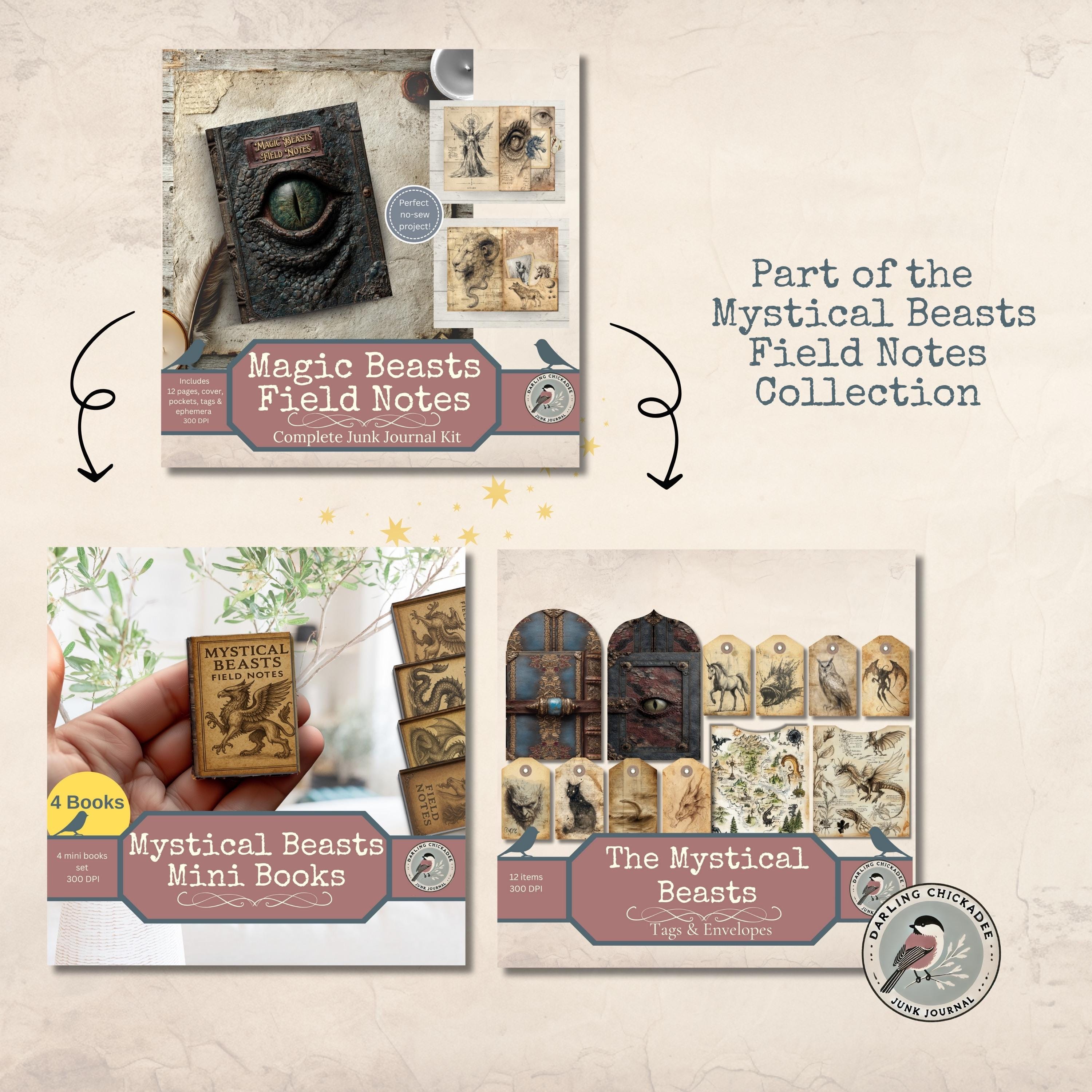 Magic Beasts Field Notes – Fantasy Junk Journal, Dragon & Unicorn ...