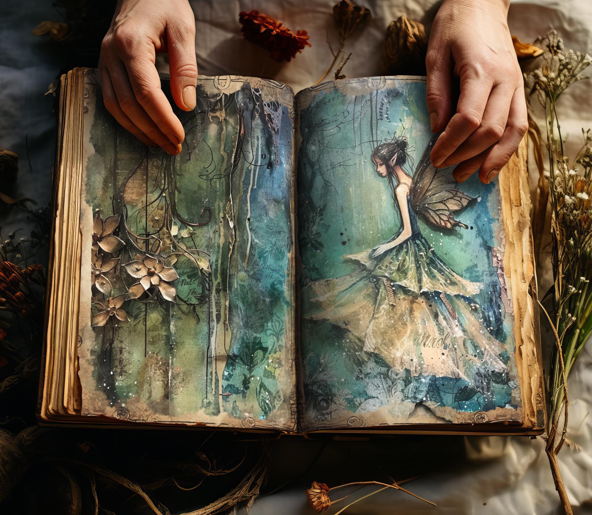 Fantasy Fairy Collage Printable Deep Forest Collage Sheet Fantasy ...