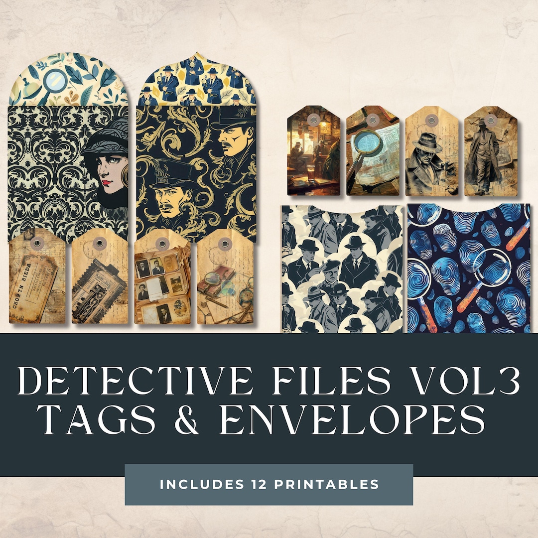 Detective Junk Journal Tags | Digital Download | Mystery Case File ...