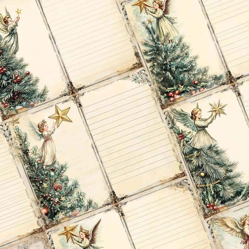 Christmas Tree Junk Journal | Vintage Ephemera Digital Scrapbook Pages ...