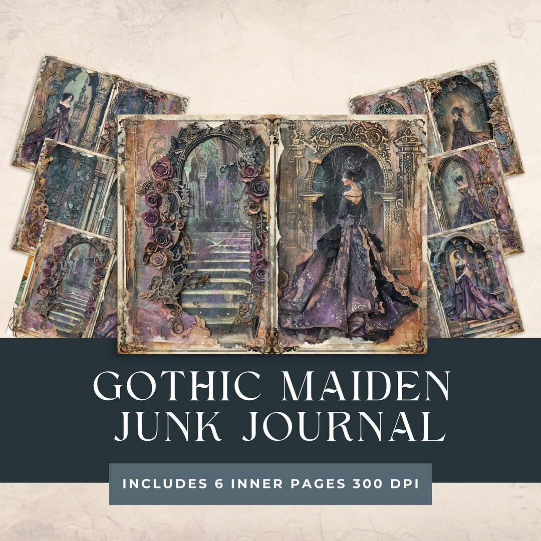 Gothic Maiden Junk Journal | Gothic Glamour Pages | Black Dress ...