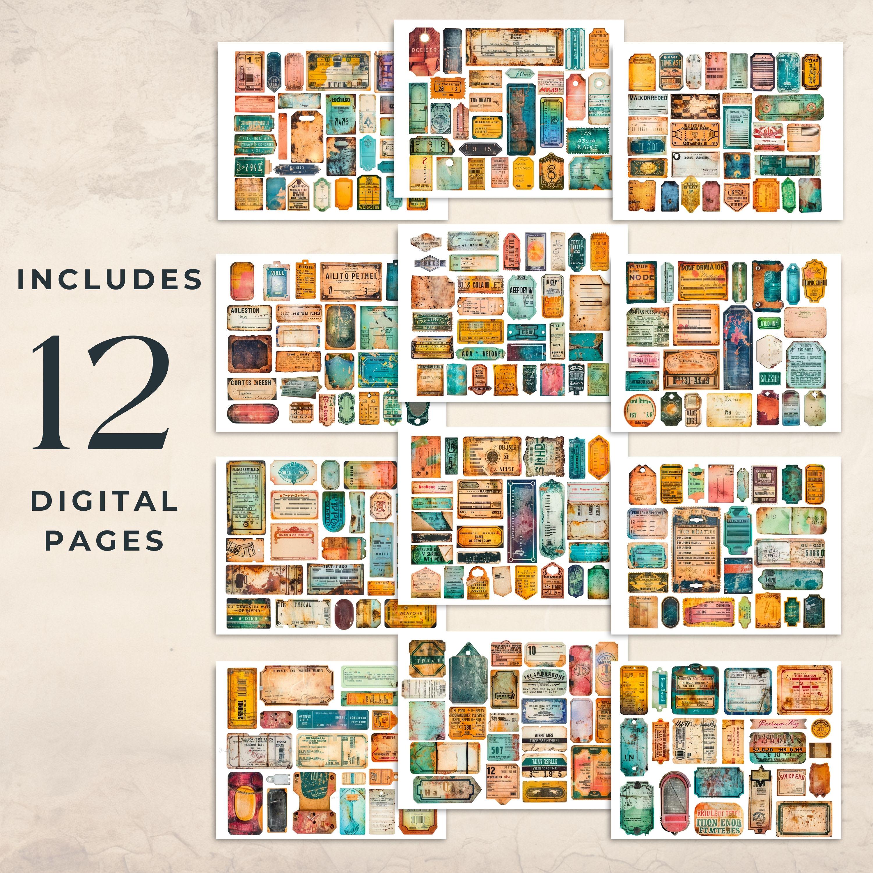 Junk Journal Mega Kit | Digital Journal Loaded Tags| Shabby Ephemera ...