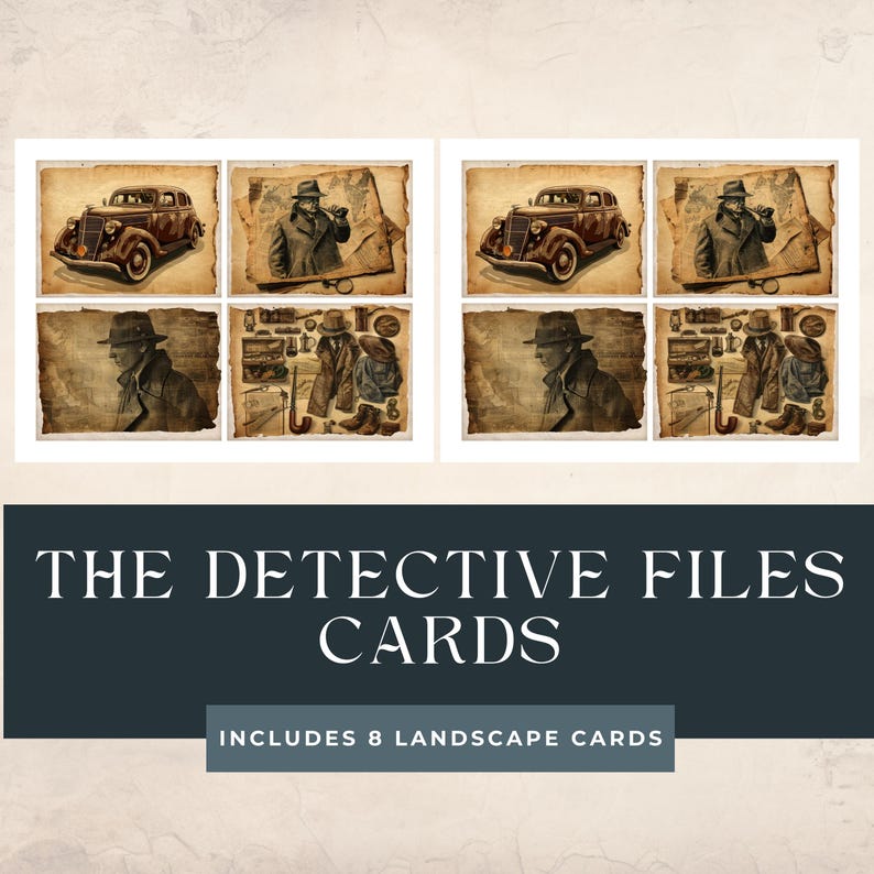 Detective Junk Journal Cards | Digital Scrapbook Paper Kit | Detective ...