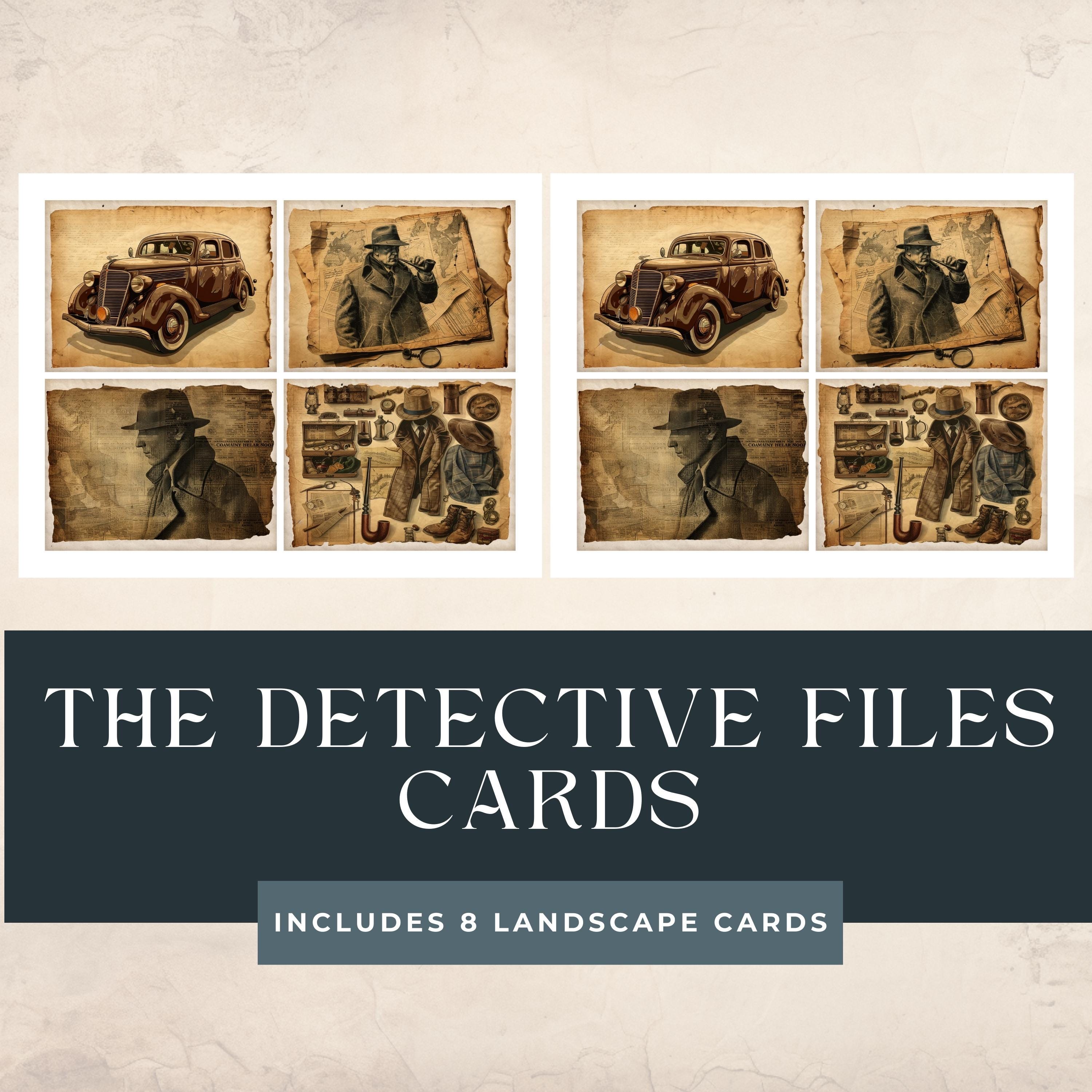 Detective Junk Journal Cards | Digital Scrapbook Paper Kit | Detective ...