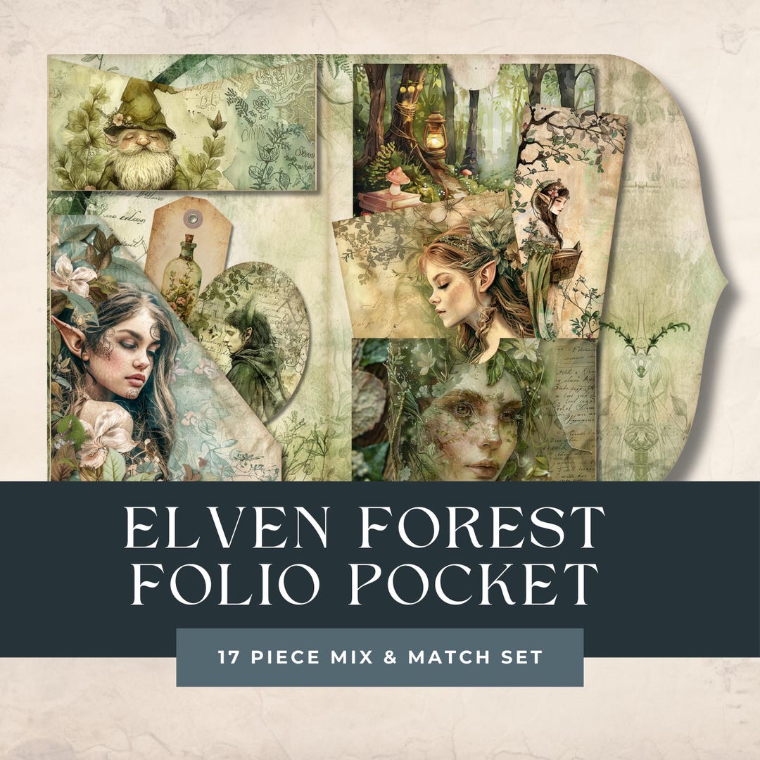 Elven Forest Junk Journal Folio Kit | Fantasy Printable Ephemera ...