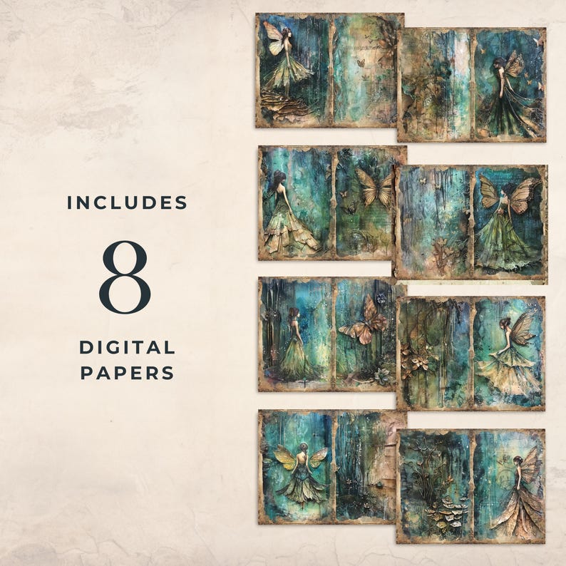 Fantasy Fairy Collage Printable Deep Forest Collage Sheet Fantasy ...