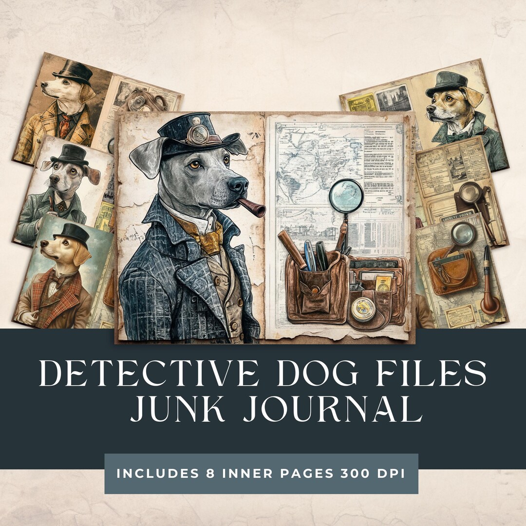 Mystery Detective Junk Journal Kit | Detective Dog Files Printable Junk ...