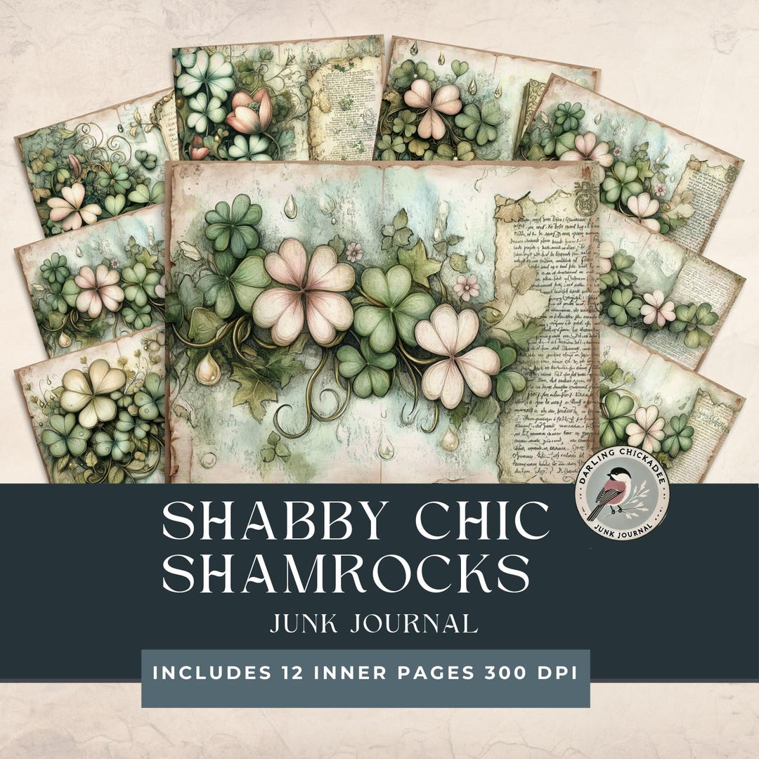 Shabby Chic Shamrock Junk Journal Pages | St Patrick's Day Junk Journal ...