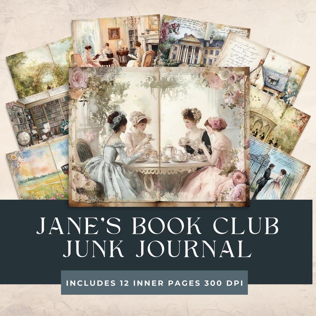 Jane's Book Club Junk Journal Kit | Junk Journal Pages | Scrapbooking ...