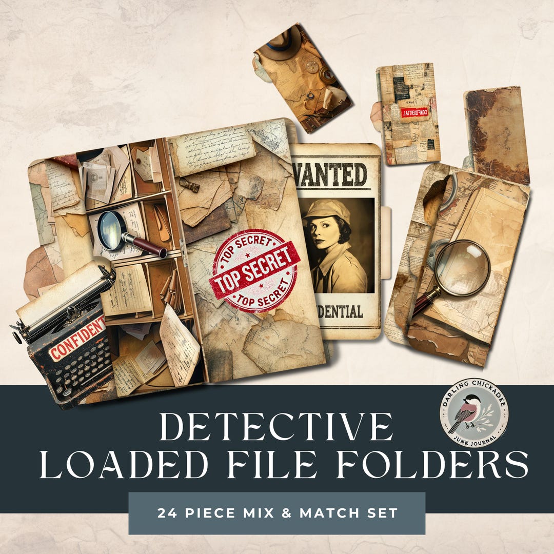 Detective Files Folders Junk Journal | Mystery Case File Pocket ...