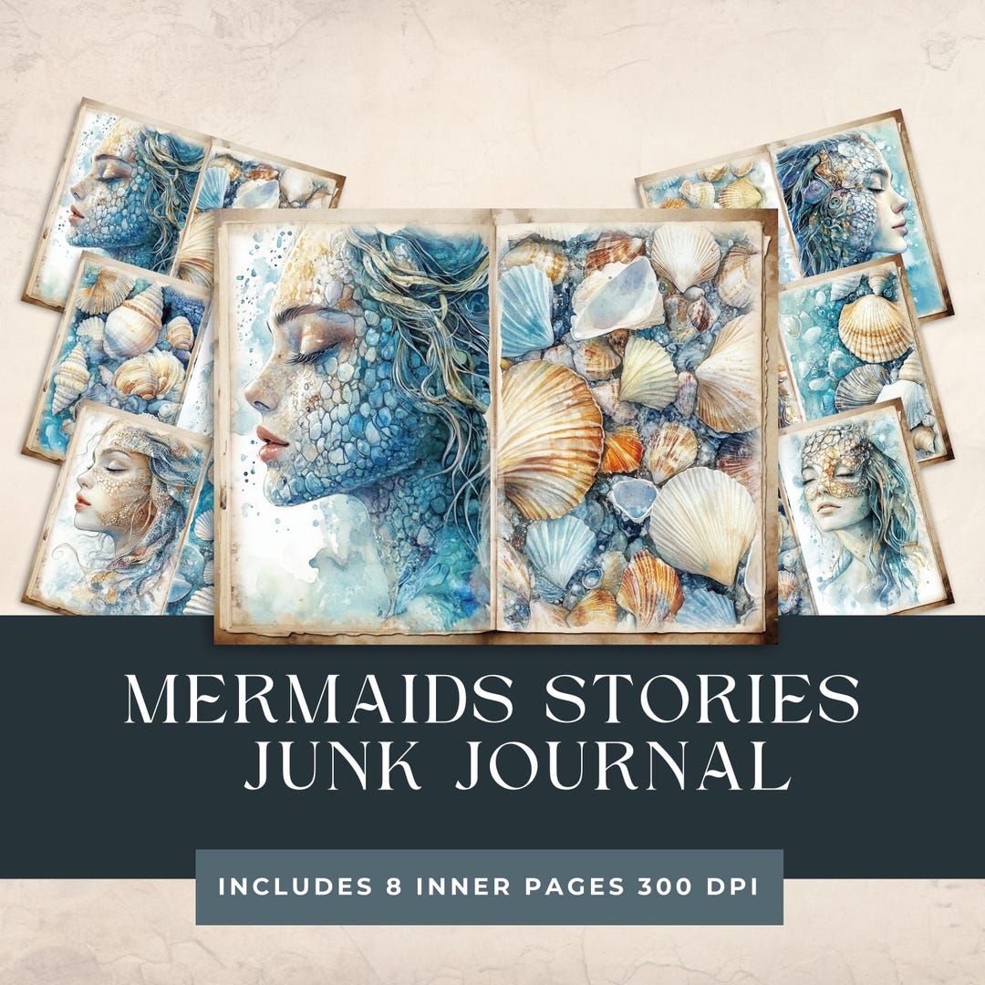 Mermaid Junk Journal Pages | Mermaid Printable Junk Journal ...