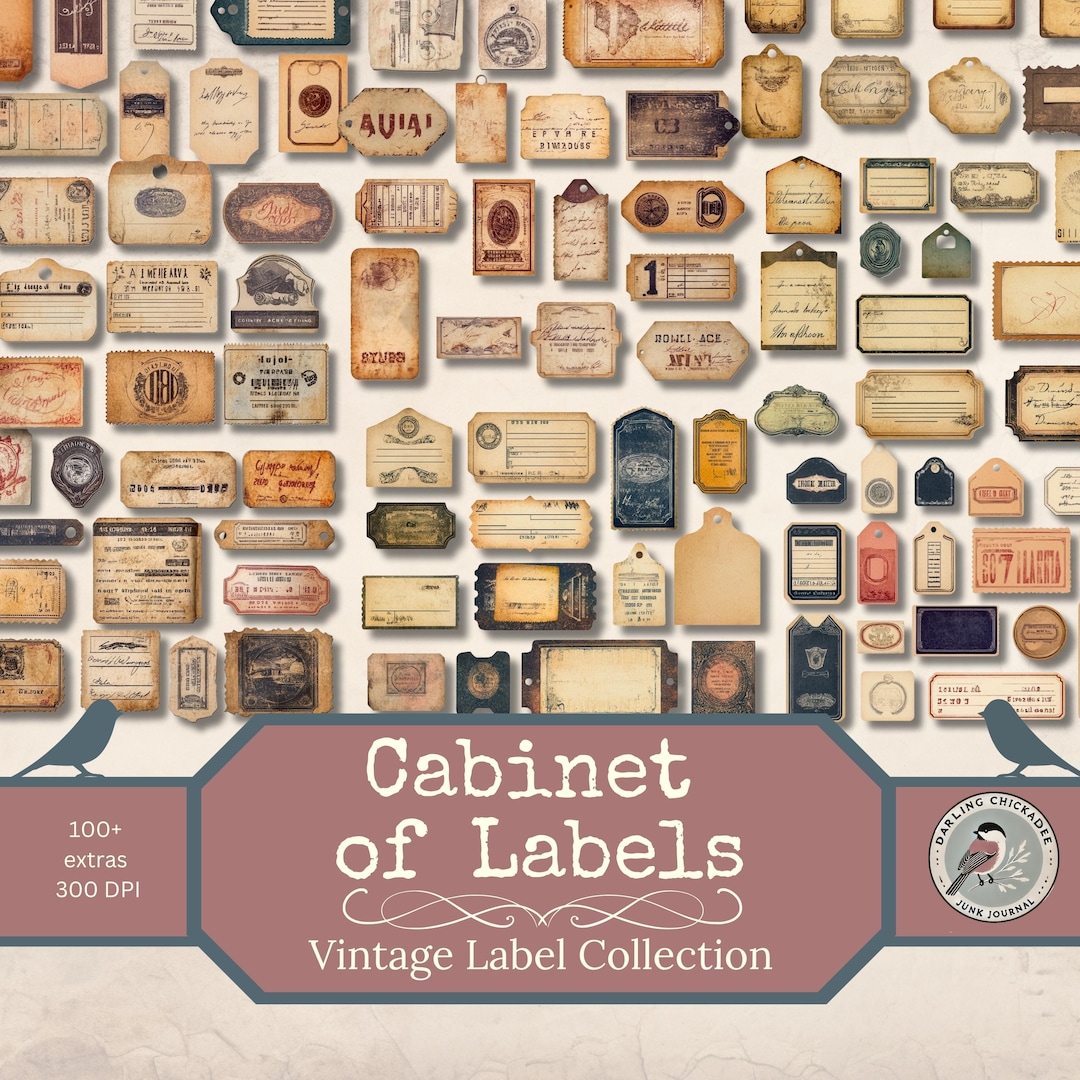 Cabinet of Labels – Vintage Label Ephemera Kit | Printable Tags ...