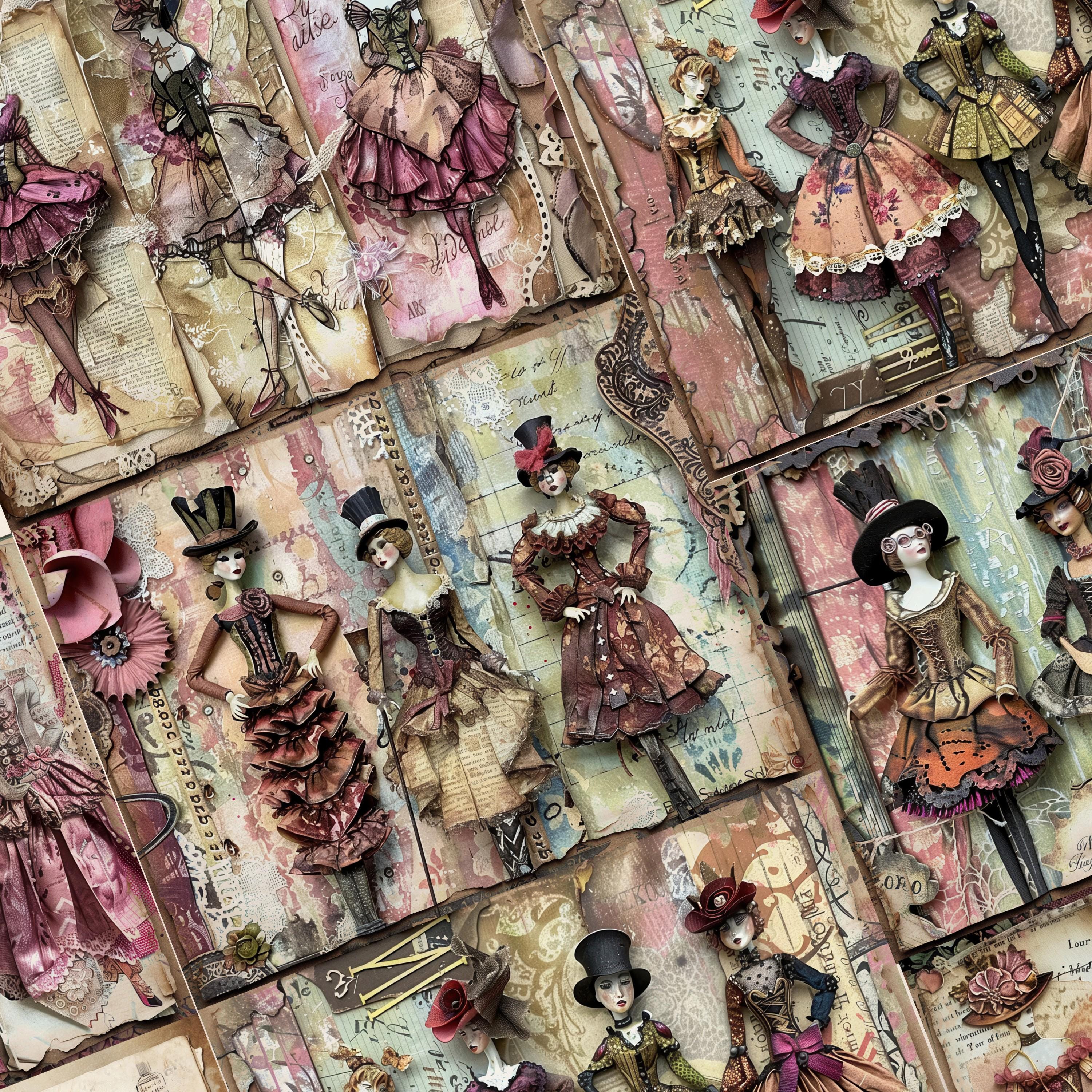 Vintage Paper Dolls Junk Journal Whimsical Girl Vintage Dolls Pages ...
