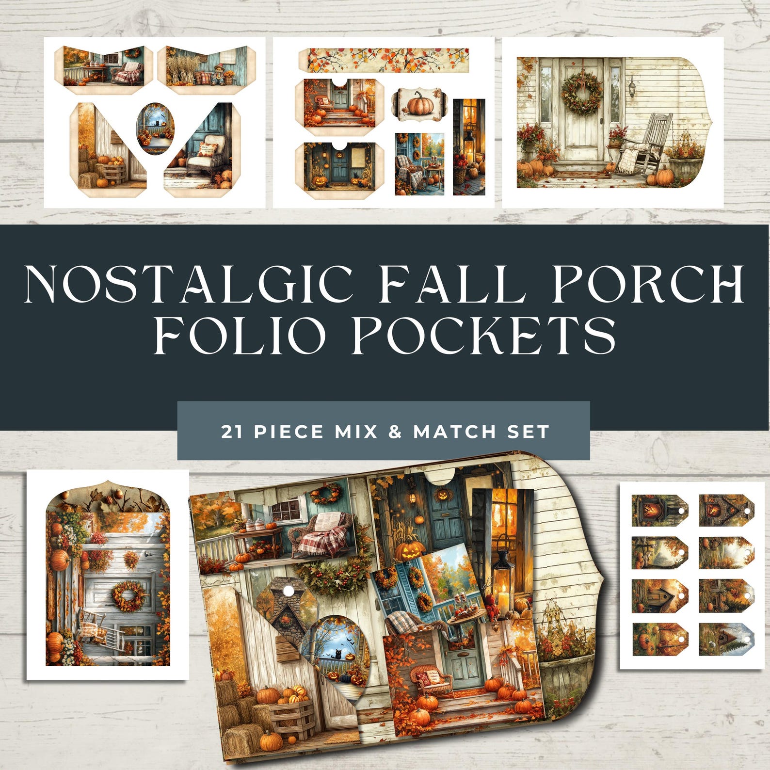 Nostalgic Fall Porches Junk Journal Folio | Vintage Fall Printable ...