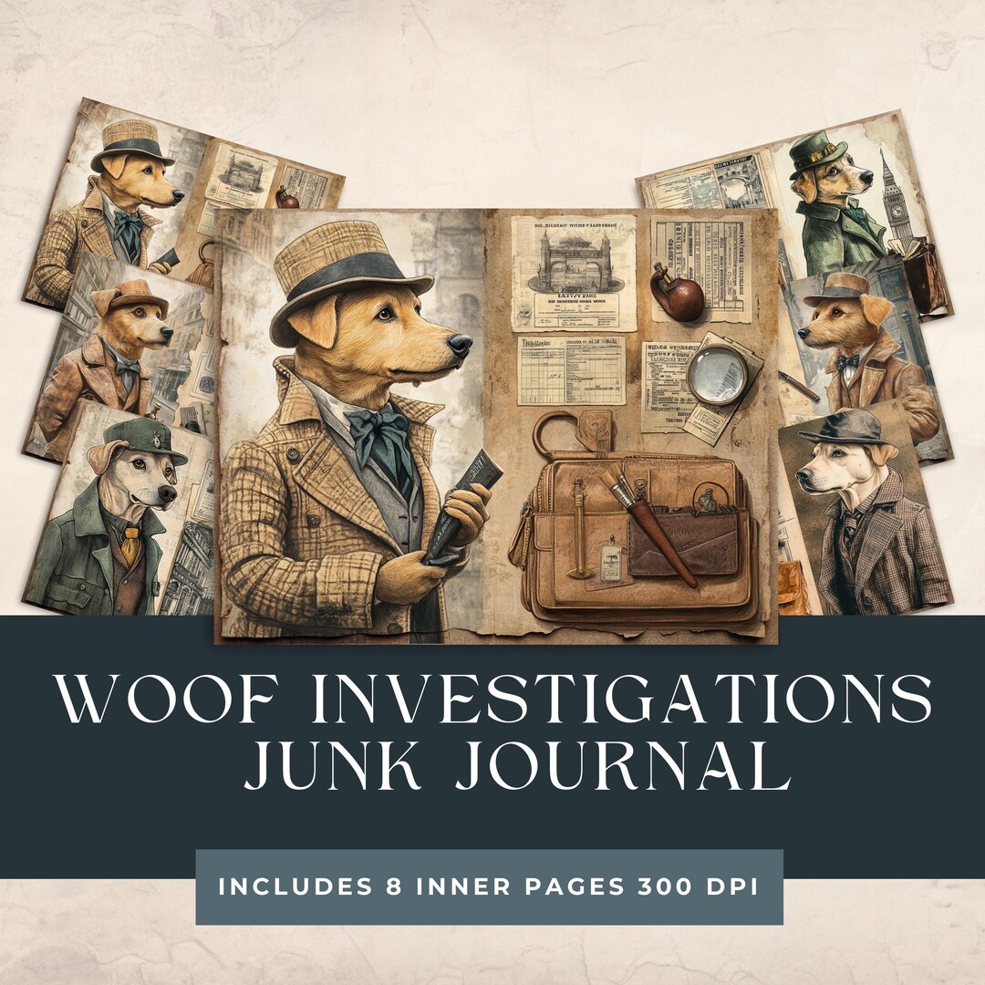 Mystery Detective Junk Journal Kit | Woof Investigations Printable Junk ...
