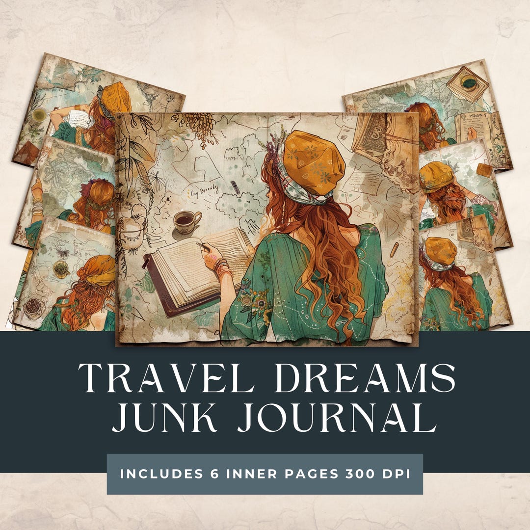 The Traveler Printable Junk Journal | Explorer Adventure Scrapbooking ...