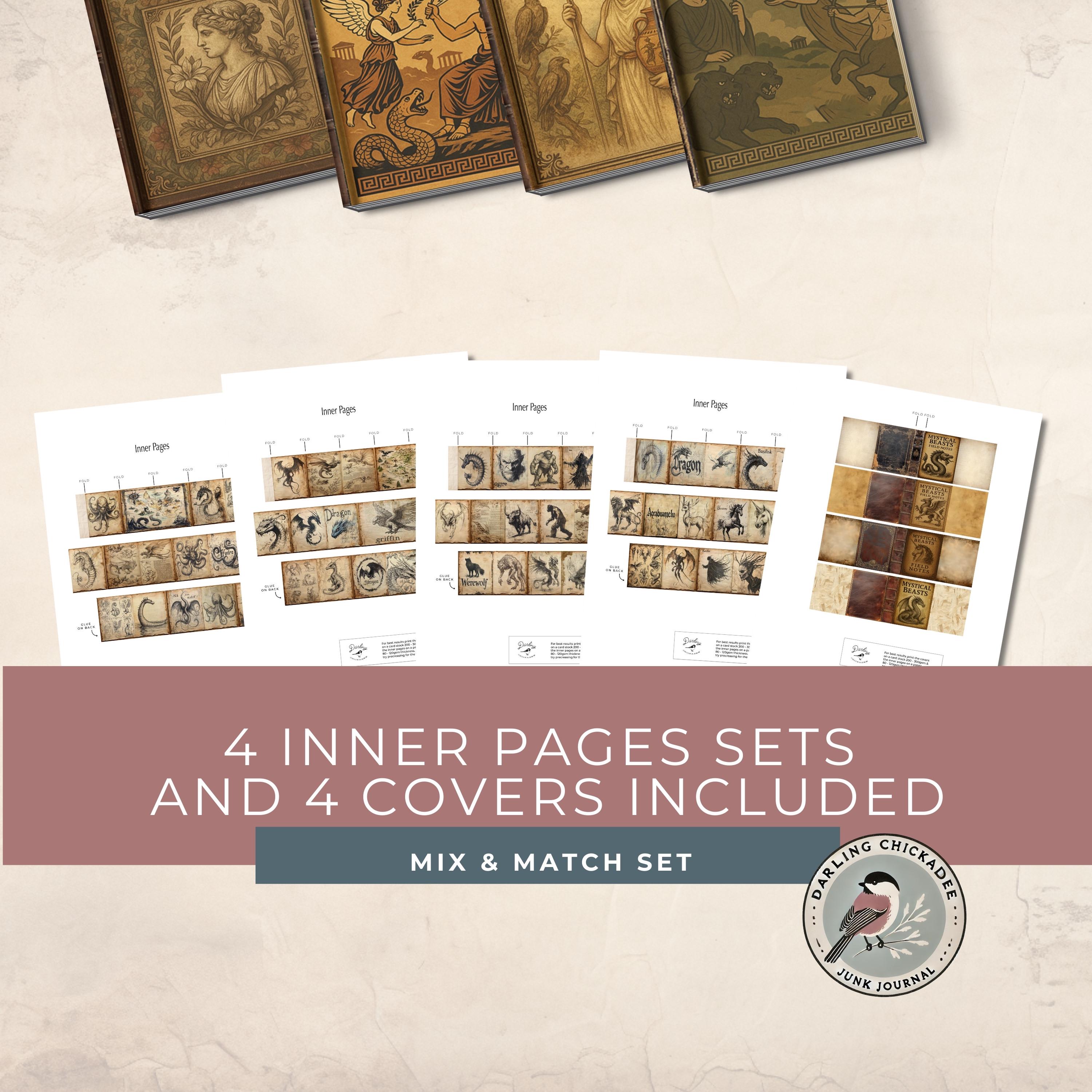 Mystical Beasts Field Notes Mini Books 4 Mini Books – Printable Journal ...
