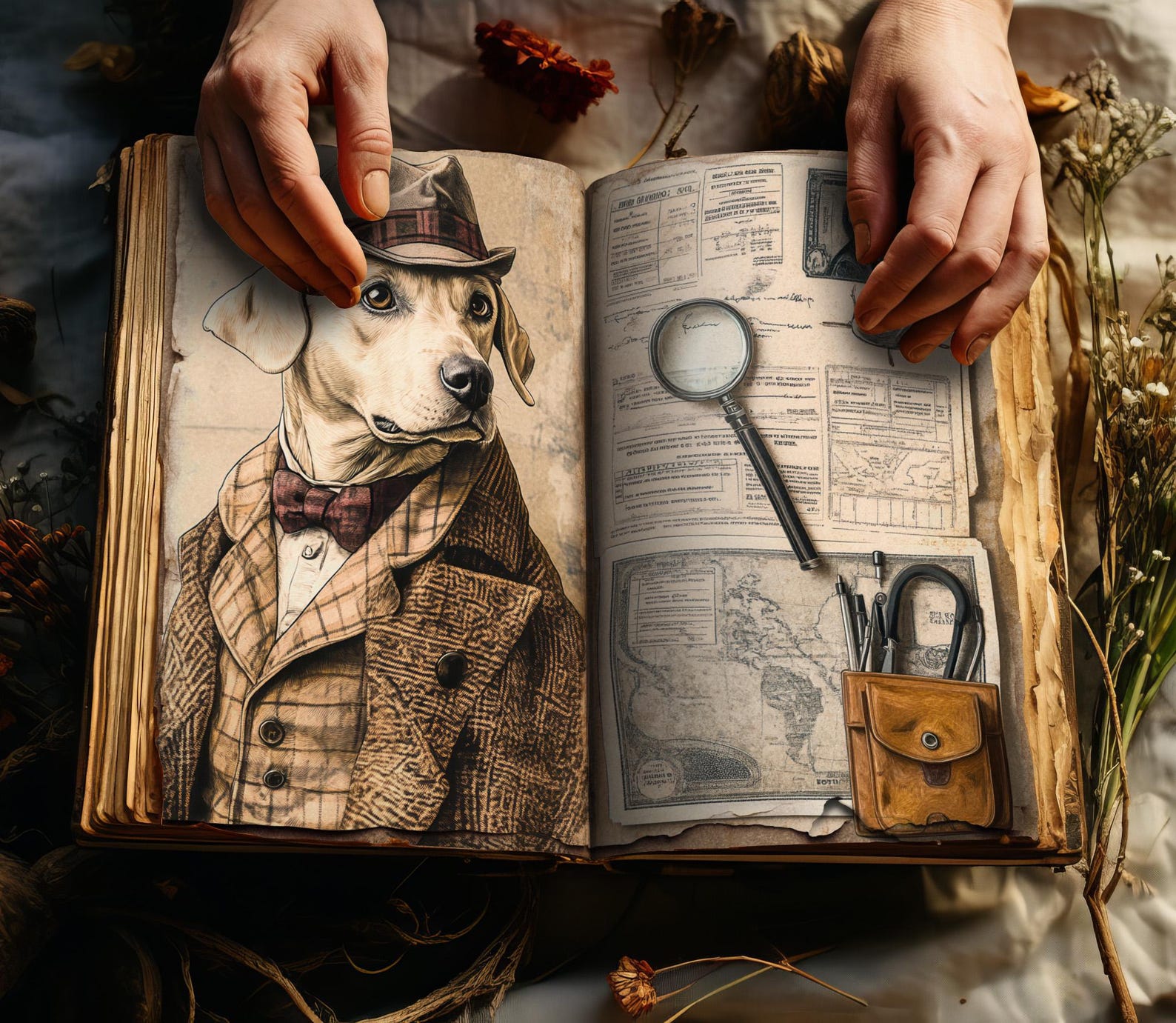 Dog Detective Junk Journal Kit |mystery Case File | Vintage Detective ...