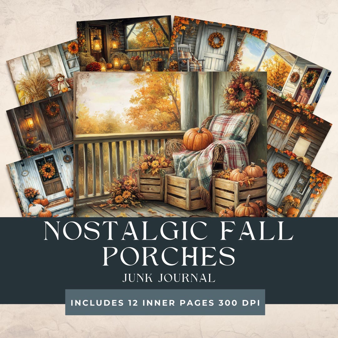 Nostalgic Fall Porches Junk Journal Kit | Cozy Autumn Scrapbooking ...