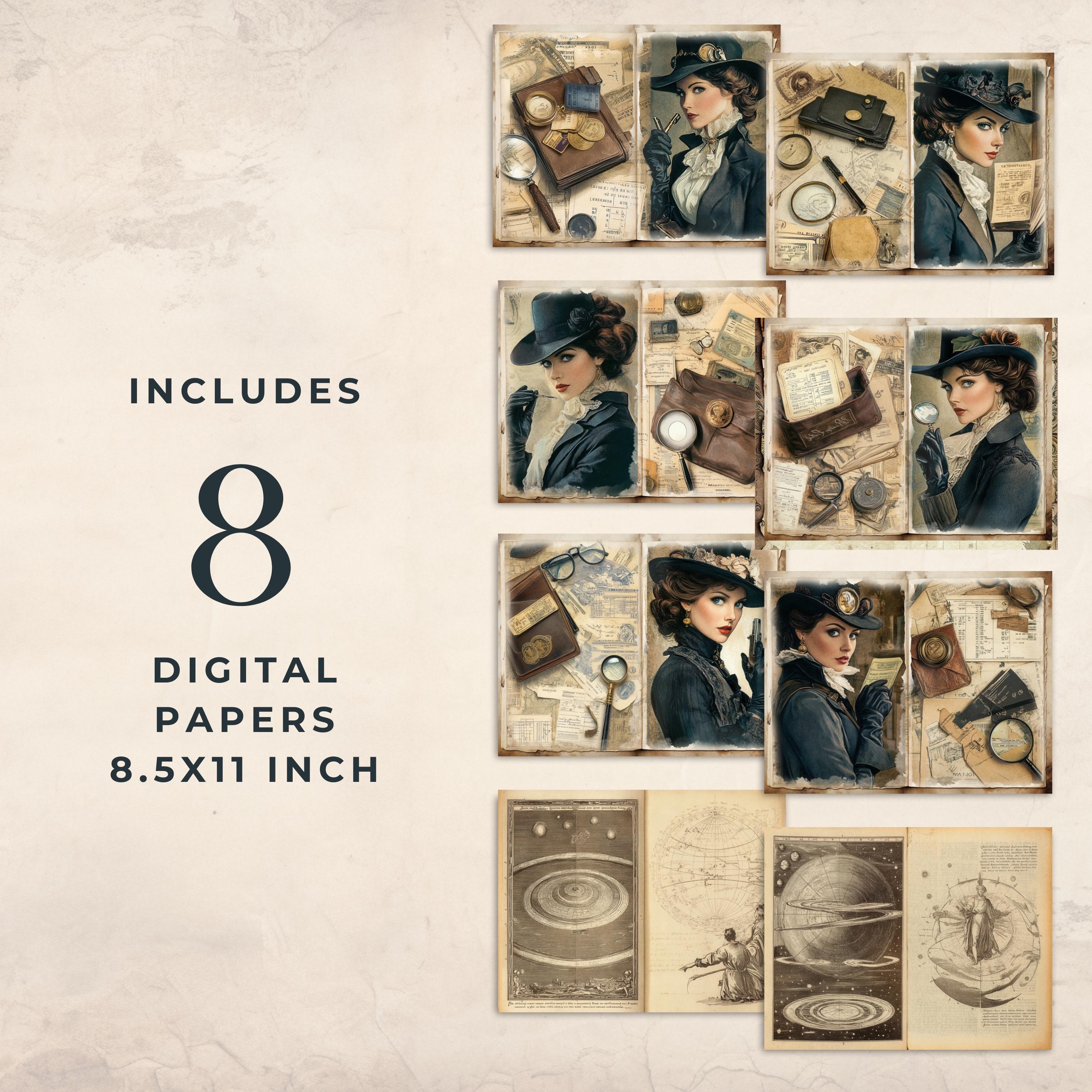 Lady Detective Junk Journal Bundle | Detective Diaries Ephemera | Crime ...