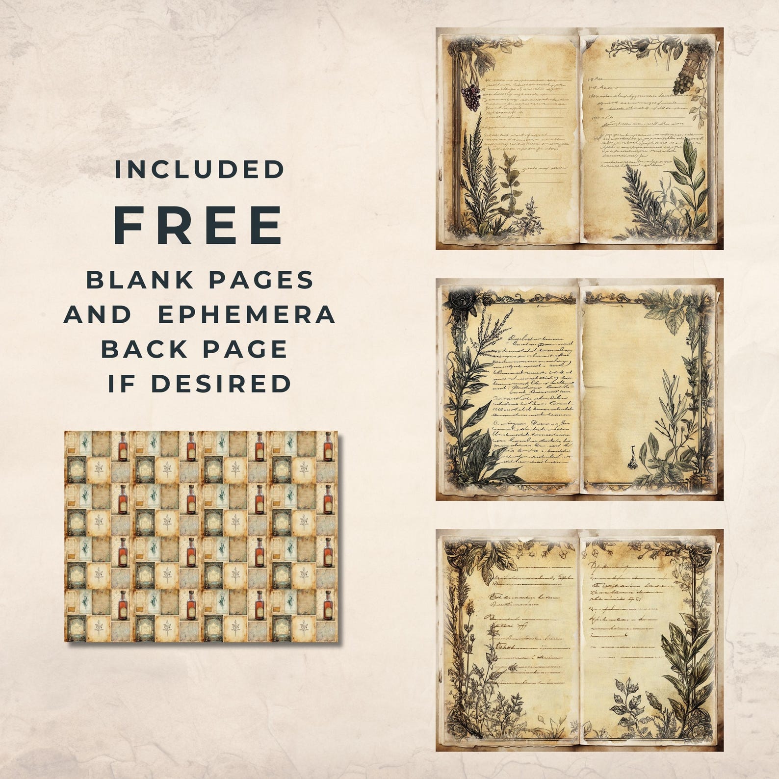 Victorian Apothecary Notes Junk Journal Kit | Herbal Vintage Ephemera ...