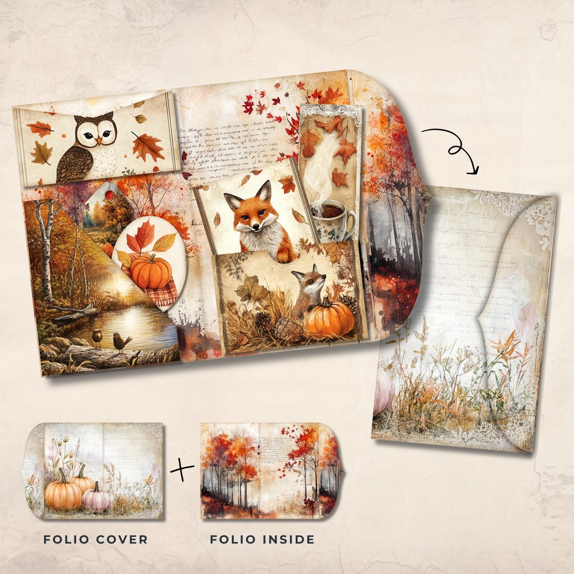 Autumn Wonders Junk Journal Folio | Woodland Loaded Folder | Autumn ...
