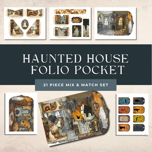 Haunted House Folio Junk Journal Kit | Halloween Scrapbooking | Spooky ...